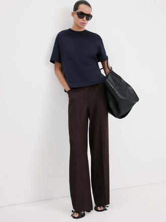 Mango T-shirt en coton oversize bleu marine fonc&eacute; - Femme - XXS - MANGO