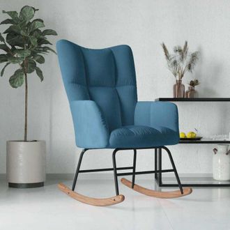 vidaXL Chaise &agrave; bascule Bleu Velours Vidaxl
