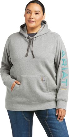 Ariat Womens Rebar Graphic Hoodie Long Sleeve in Heather Grey, Size X-Large, by Ariat