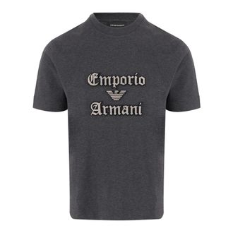 Emporio Armani Homme, Tops, Gris, Taille: M T-shirt en coton avec logo