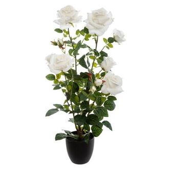 Atmosphera Atmosphera - Rosier Artificiel - Pot en Ciment - H74 cm - Blanc
