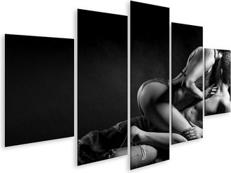 Islandburner Bild auf Leinwand Erotik f&uuml;r Schlafzimmer Sinnliches Paar Romantisch Schwarz Weiss Bilder Wandbilder Poster