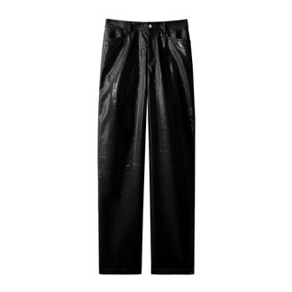 Proenza Schouler Schwarze Canvas Straight Leg Hose - - Trousers - Damen - Schwarzk - M