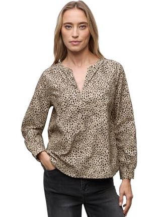 Street One 3412289 Chemisier en Velours côtelé au Look léopard, Beige sablé, 48 Femmes