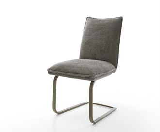 DELIFE Freischwinger Lelio-Flex Boucl&eacute; Soft Schlamm Freischwinger flach Effektfinish Titan Taschenfederkern, Esszimmerst&uuml;hle