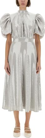 Rotate Rotate Birger Christensen, Femme, Robes, Gris, Taille: 36 FR Sequin Midi Puff Dress