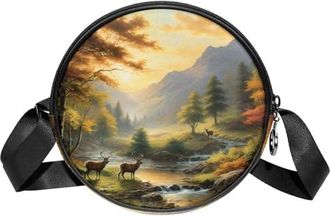 Generic Petit sac &agrave; bandouli&egrave;re Circle pour femme, petit sac &agrave; bandouli&egrave;re avec fermeture &eacute;clair, bretelles r&eacute;glables, sac &agrave; main rond d&eacute;contract&eacute; pour femmes