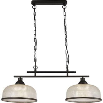 Searchlight Searchlight Highworth Suspension 2 Lumi&egrave;res Noir, Verre Style Holophane