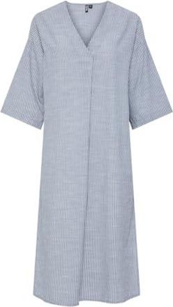 Pieces Pcapia 2/4 V-Neck Midi Dress Mm Robe, Bleu Coronet/Rayures : Blanc Brillant, XL Femme