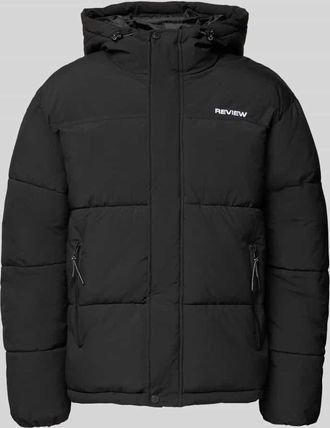 Review Steppjacke mit Label-Stitching und Reißverschlusstaschen