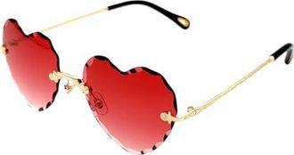 Generic Lunettes de soleil unisexes en forme de coeur sans monture en m&eacute;tal avec verres d&eacute;grad&eacute;s pour cyclisme, course &agrave; pied, activit&eacute;s de plein air, lunette