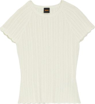 HUGO BOSS Strickpullover in schmaler Passform mit Wellenstruktur - - Knitwear - Damen - Beige - M