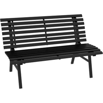 OUTSUNNY Banc de jardin 2 places assise dossier &agrave; lattes alu noir