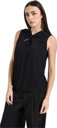 Patrizia Pepe Femme, Blouses et Chemises, Noir, Taille: 38 FR Knot Detail Blouse