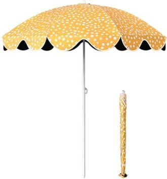 Generic Parasol de Plage &Agrave; Pois Blancs, Parasol de Jardin Portable, Hauteur R&eacute;glable, Protection UPF50+, pour Piscine, Pelouse ou Terrasse