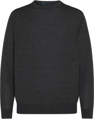 Kiton Homme, Pulls, Noir, Taille: 2XL Pull col rond en laine 14 microns