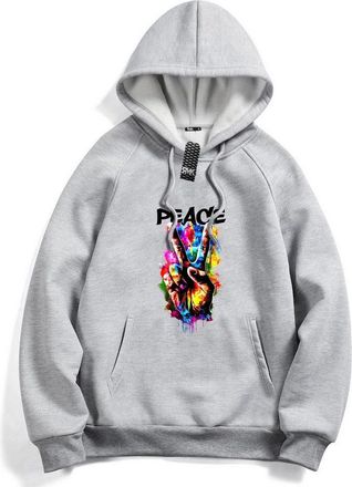 rmk Kapuzenpullover Damen Hoodie Pullover mit Kapuze Pulli Frieden Peace