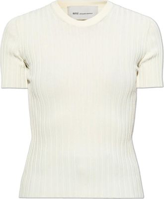 Ami Femme, Pulls, Beige, Taille: 36 FR Haut Pliss&eacute;