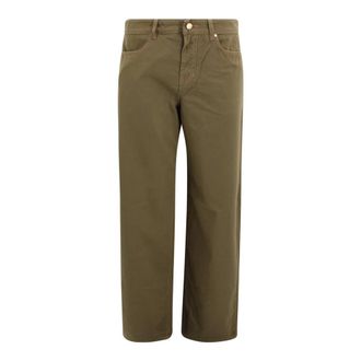 Max Mara Femme, Jeans, Vert, Taille: 34 FR Pantalon en coton satin&eacute;