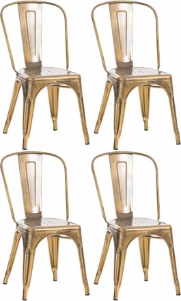 Clp 4er Set St&uuml;hle Benedikt I Metallst&uuml;hle stapelbar und pflegeleicht I Stapelst&uuml;hle bis 200 kg belastbar I Sitzh&ouml;he 44 cm, Farbe:Gold