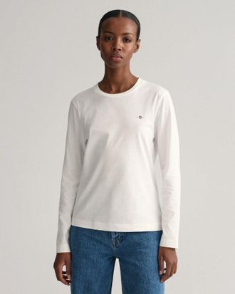 GANT Langarmshirt REG SHIELD LS T-SHIRT kleine Logostickerei auf der Brust