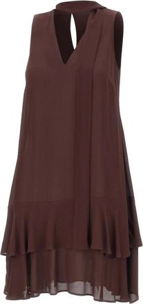 Kaos Kaos, Femme, Robes, Brun, Taille: 40 FR Robe Courte &Eacute;vas&eacute;e &agrave; Col en V