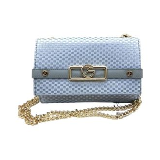 Gattinoni Gewebte Satin Party Clutch mit Kette - - Bags - Damen - Blau - ONE SIZE