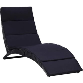 vidaXL Sonnenliege mit Auflage Poly Rattan Schwarz - Vidaxl