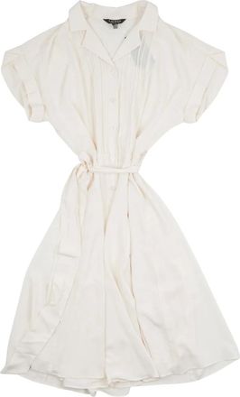 Polo Ralph Lauren Femme, Robes, Blanc, Taille: 34 FR Robe Popeline Maille C&ocirc;tel&eacute;e