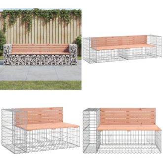 vidaXL Vidaxl - Gartenbank aus Gabionen 244x71x65,5 cm Massivholz Douglasie - Gartenbank - Douglasienholz - Gabione - Gartenm&ouml;beln - Aussenbank - Home &