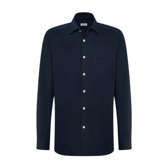 Kiton Nerano Jersey Shirt - - Shirts - Herren - Blau - L