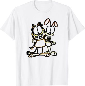 Garfield Sketch Garfiled and Odie Cartoon Katze und Hund T-Shirt