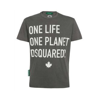 Dsquared2 One Life One Planet Baumwoll-T-Shirt - - Tops - Herren - Grau - S