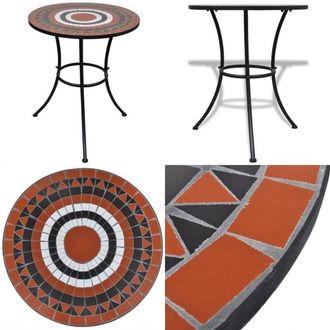 vidaXL Table de bistro Terre cuite et blanc 60 cm Mosaïque - Table De Jardin - Table Dappoint - Table En Céramique - Mobilier De Jardin - Décoration