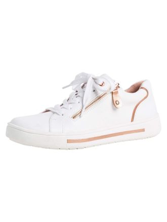 Jana Damen Sneaker flach mit Rei&szlig;verschluss Vegan, Wei&szlig; Rosegold 1 (Wei&szlig;), 37 EU