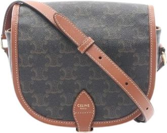 Celine Sac bandouli&egrave;re en cuir et toile enduite Triomphe Pre-owned - Femme - Pre-owned - Brun - Taille: ONE Size