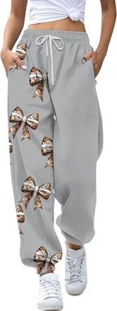 Generic Pantalon de surv&ecirc;tement pour femme - Pantalon de yoga taille haute avec poches - Pantalon court pour femme, gris, XXL