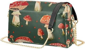 Mnsruu Sacs à bandoulière pour femme, sac à main en cuir rouge champignons