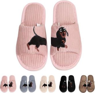 Generic Cord Pantoufles pour femme &agrave; orteils ouverts en corduroy - Pantoufles confortables - Pantoufles de dessin anim&eacute; - Pantoufles danimaux - Pantoufles de 