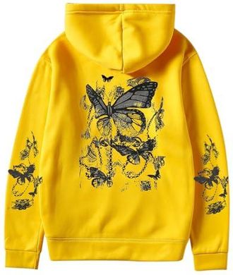 Generic 2026 Vestes &agrave; capuche en jean pour femme, d&eacute;contract&eacute;, baggy, sweatshirts streetwear, unisexe, jaune, 3XL