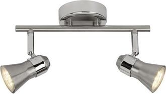 Brilliant Sanny LED Spotrohr 2-flammig Eisen/Chrom - moderner LED Deckenstrahler mit schwenkbaren Köpfen - energiesparende Deckenlampe für Wohnzimmer, Arbeitszi