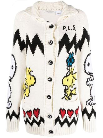 Philosophy di Lorenzo Serafini cardigan en maille &agrave; imprim&eacute; graphique - Blanc