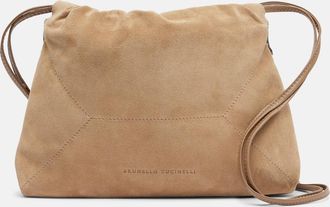 Brunello Cucinelli Schultertasche Mellow Small aus Veloursleder