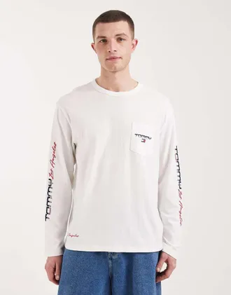 Tommy Jeans Lang&auml;rmliges Shirt in Wei&szlig; mit lockerem Schnitt