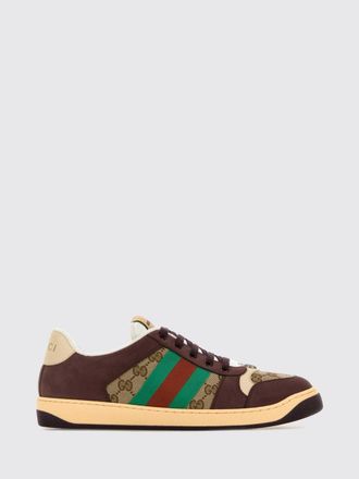 Gucci Baskets basses en tissu jacquard et cuir avec monogramme GG