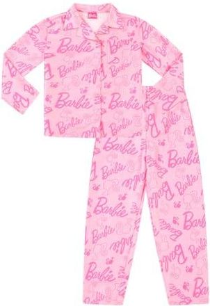 BARBIE Ensemble de pyjama en satin long pour femmes et filles &eacute;t&eacute; deux pi&egrave;ces pyjamas en satin de soie, rose, 10-11 ans