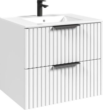 Badplaats Badezimmermöbel Delta 60 cm - Weiß - mit Waschbecken