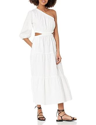 The Drop April One Shoulder Cut-Out Tiered Midi Dress Robes, Blanc, 5XL Grande Taille