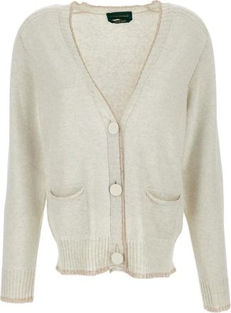 Lorena Antoniazzi Femme, Pulls, Blanc, Taille: 40 FR Cardigan Boutonn&eacute; &agrave; Col Large