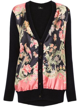 Etro Cardigan mit Blumen-Print - Blau